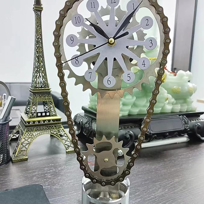 Metal Edition Rotating Gear Clock, Creative Timing Chain Clock Shelf ...